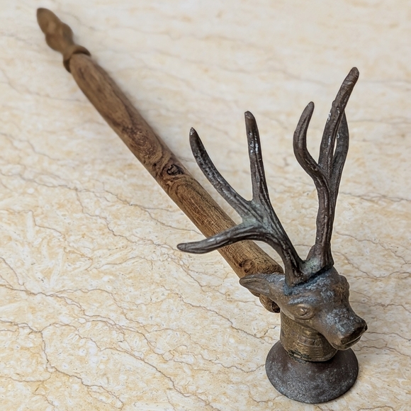 Vintage | Accents | Vintage Brass Copper Deer Head Patina Candle ...